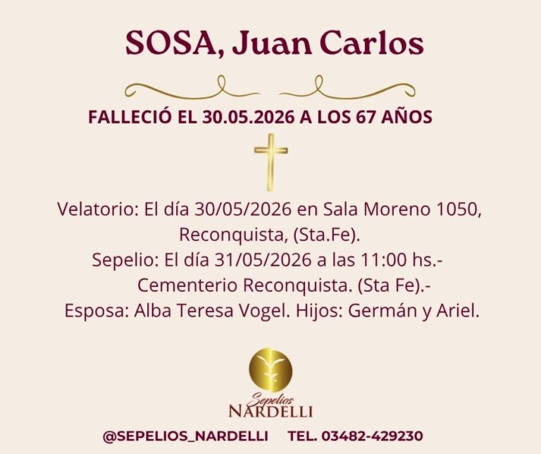 SOSA, Juan Carlos | Sepelios Nardelli