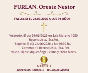 FURLAN, Oreste Nestor | Sepelios Nardelli